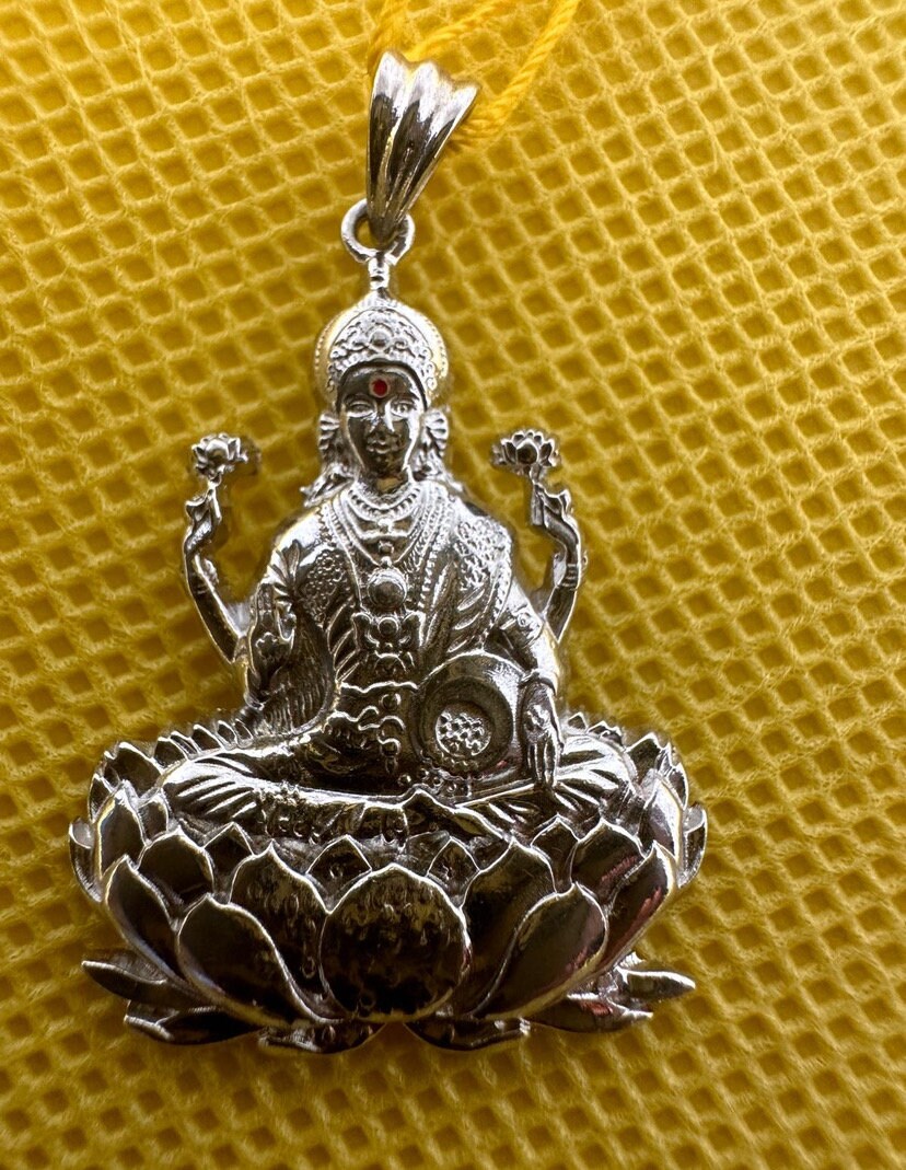 Authentic Silver 925 Lakshmi Mata Pendant Symbol of Wealth, Prosperity ...
