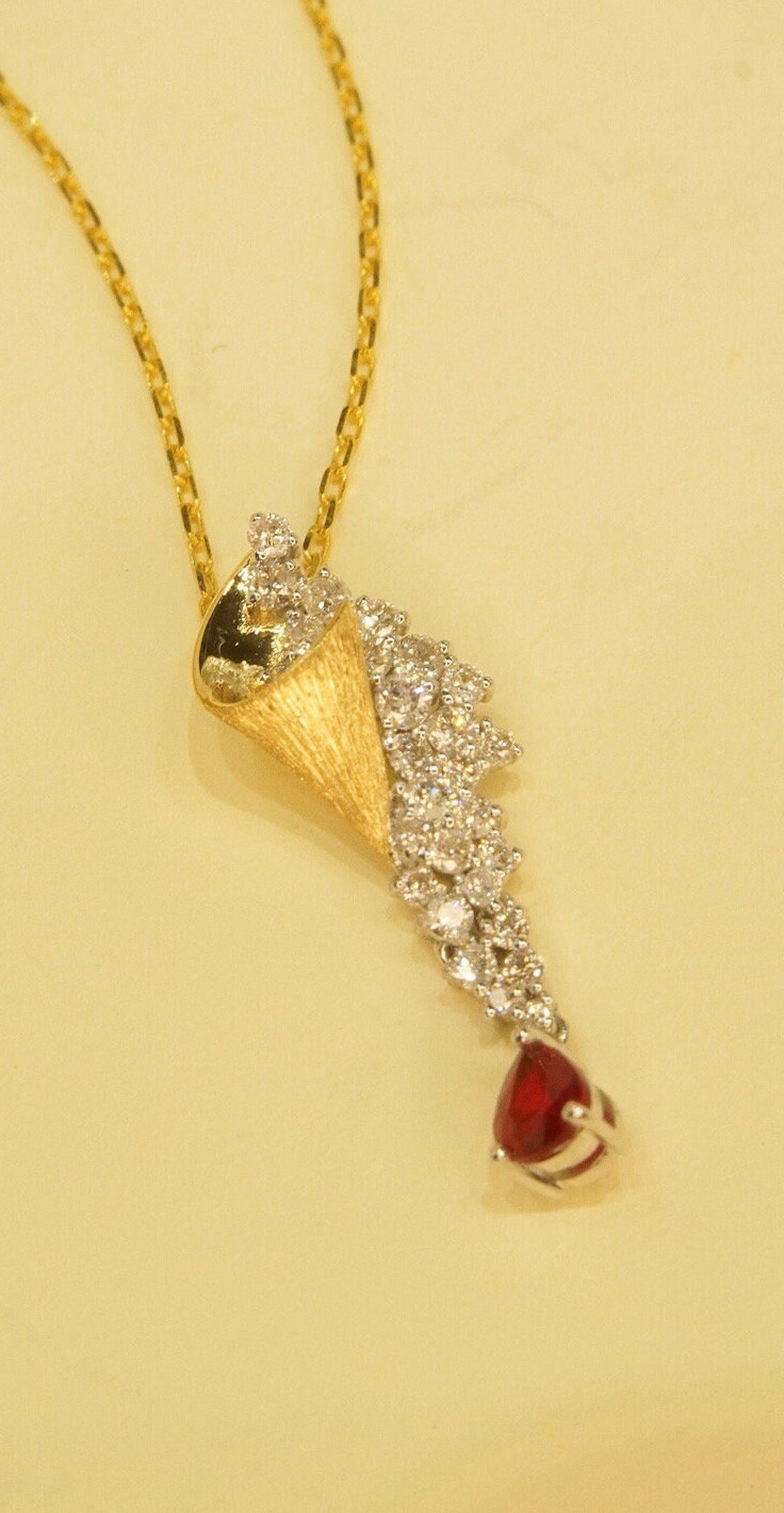 18K Natural Piegon Blood Ruby Necklace 18K Gold Natural - Etsy