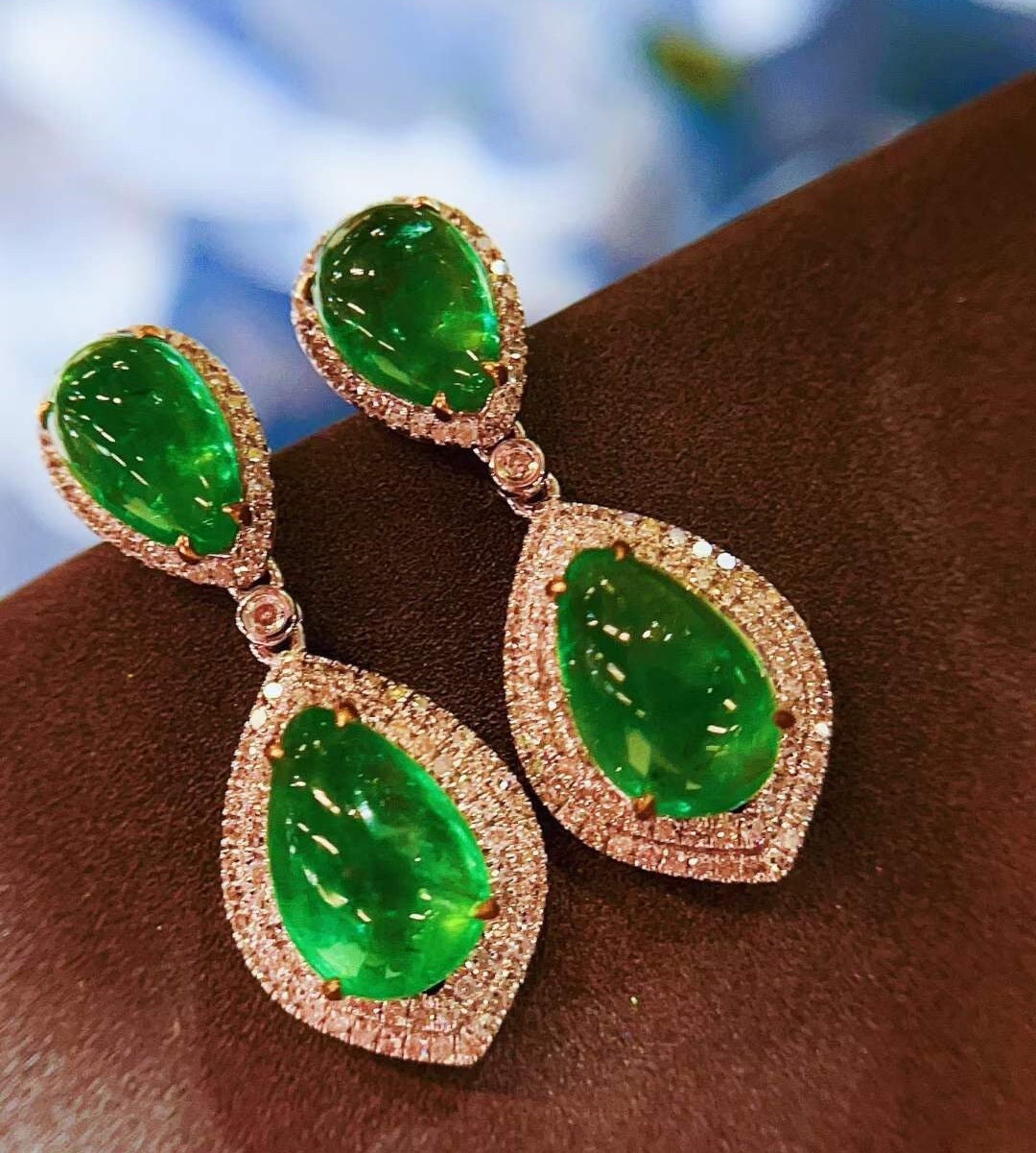 Emerald Drop Earring Natural Diamonds Earring 18K Vintage - Etsy