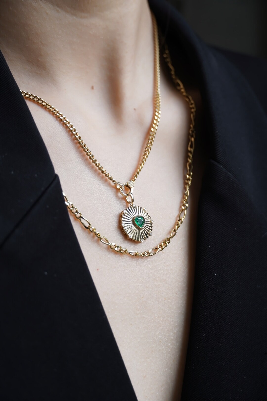 Buccellati Design Emerald Pendant 18K Natural Diamonds Pendant - Etsy