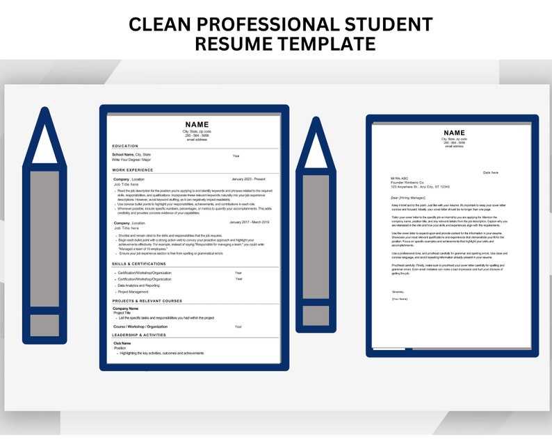 Student Resume Template, Clean & Professional Resume Template, College ...