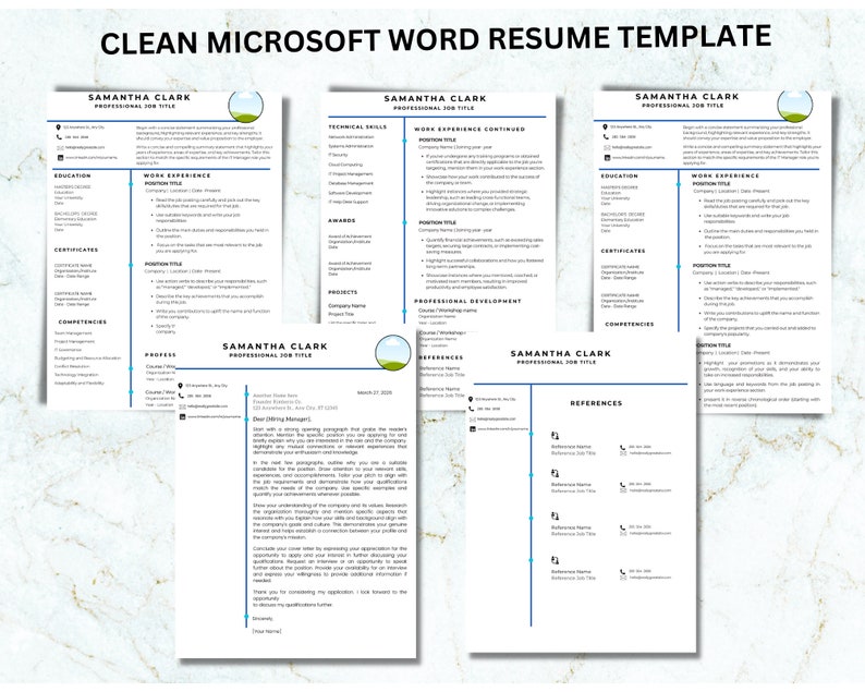 Headshot Resume Template With Photo, Resume CV Template for Word ...