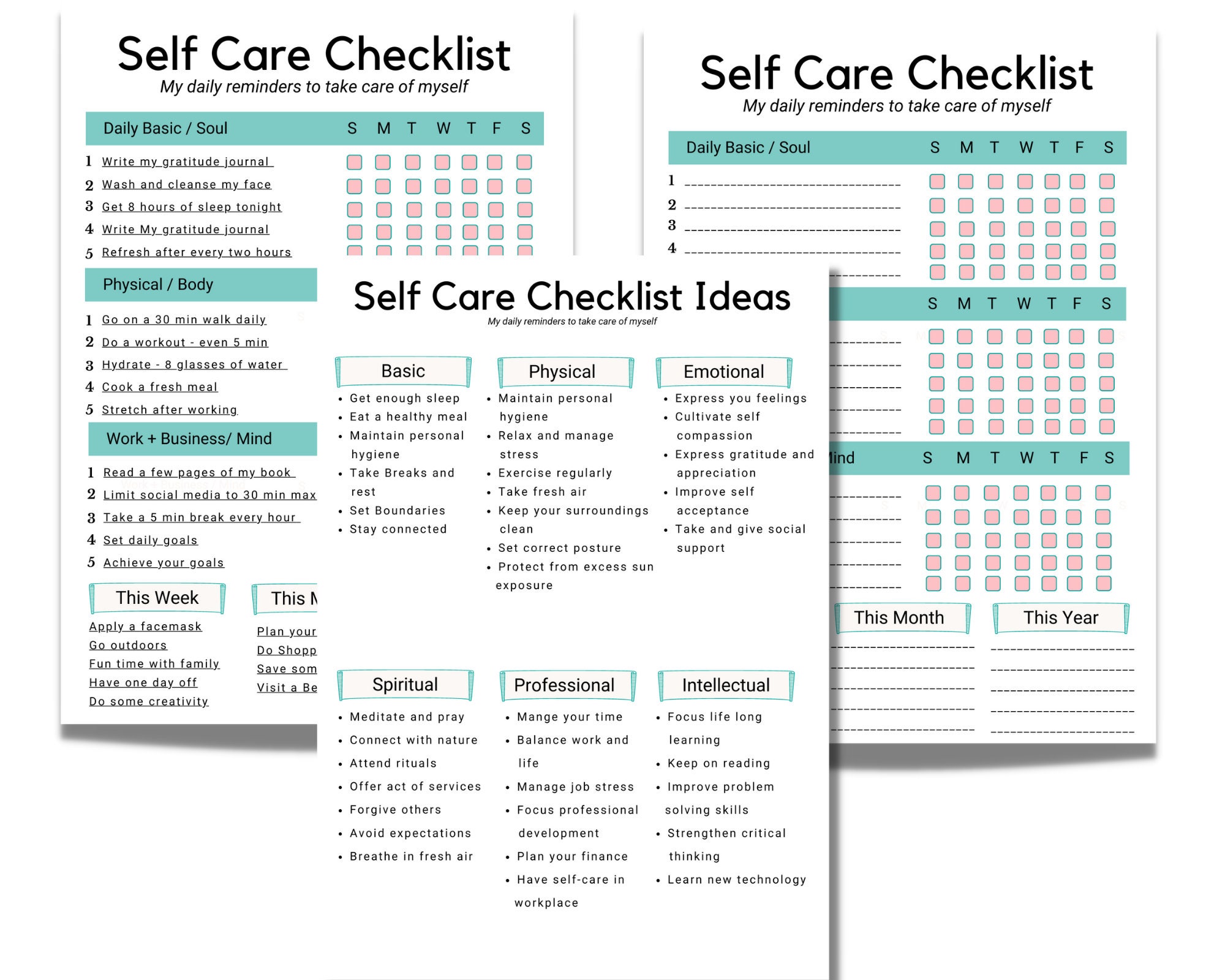 A Comprehensive Self Care Checklist and Planner, Get Your Printable ...