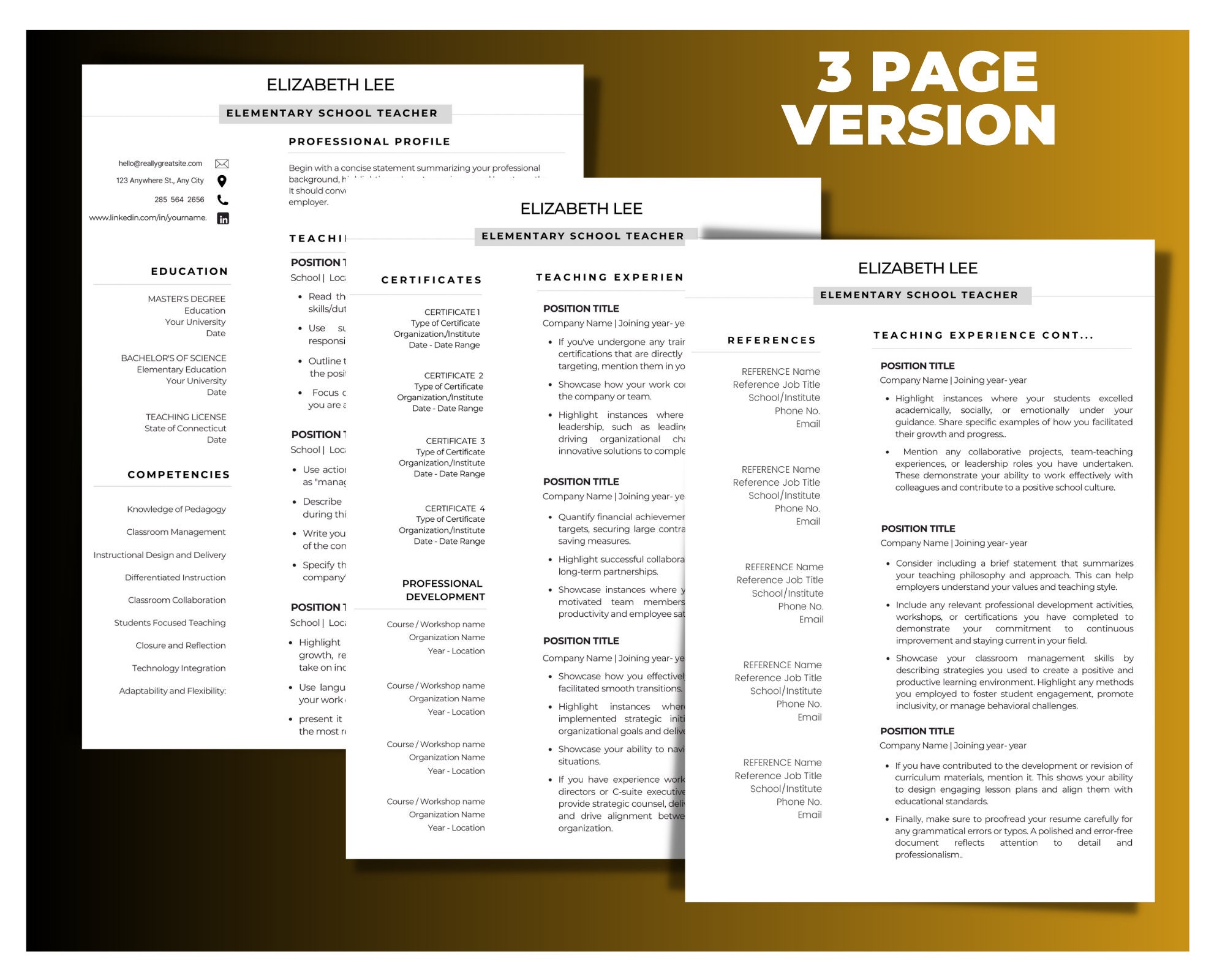 Elementary Teacher CV Template for Word, Teacher CV Template ...