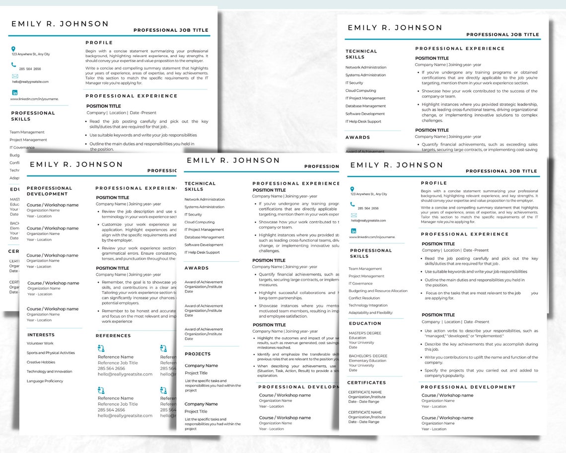 Creative Resume Template for Word Modern CV Template - Etsy