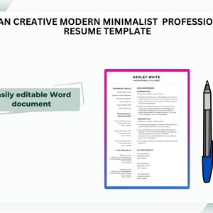 Modern Resume Microsoft Word Template, Clean Resume Template ...