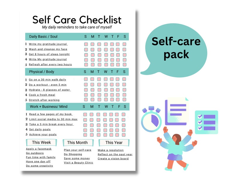 A Comprehensive Self Care Checklist and Planner, Get Your Printable ...