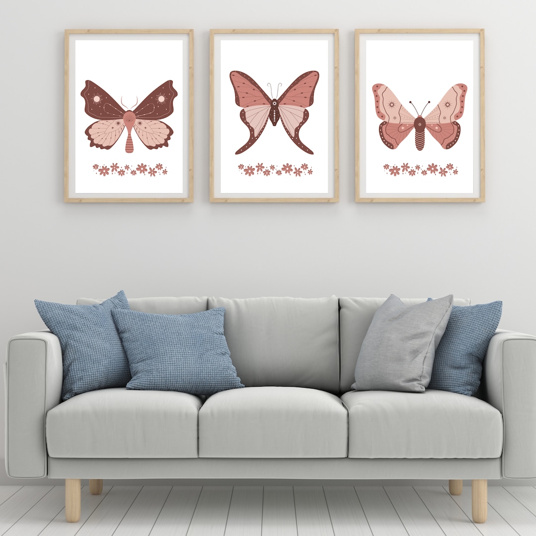 Enchanting Boho Butterflies Nursery Art - Blush Pink Prints for Girls ...