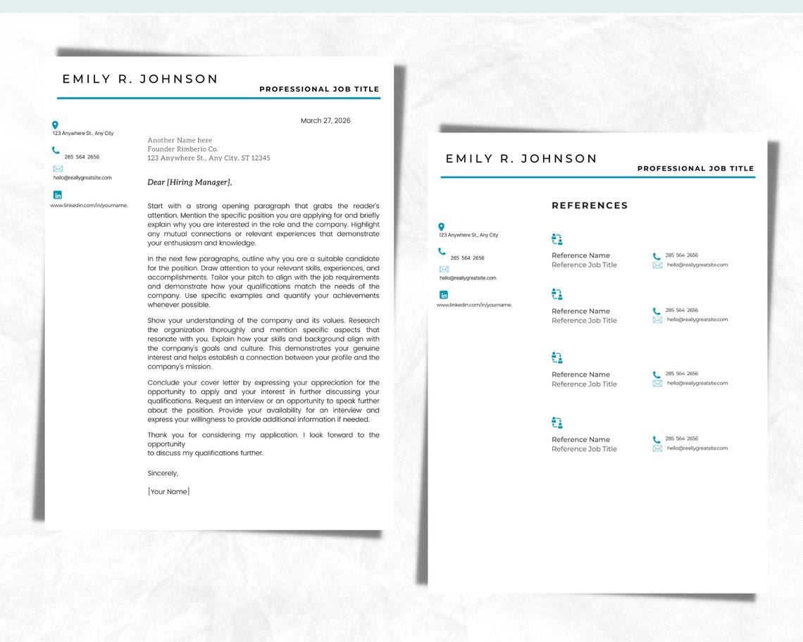 Creative Resume Template for Word Modern CV Template - Etsy