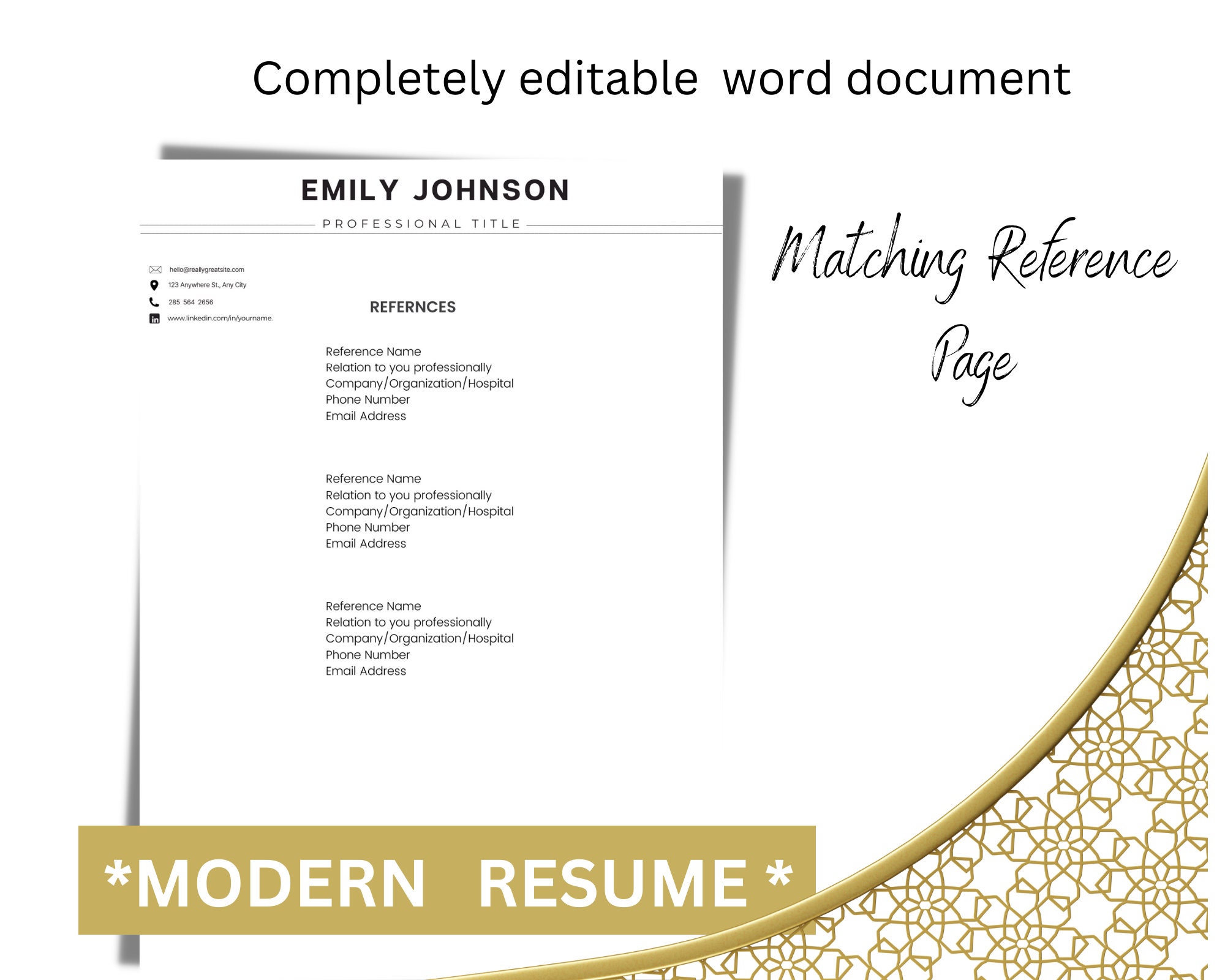 Modern Resume Template 2023 Professional Simple Modern Minimalist ...