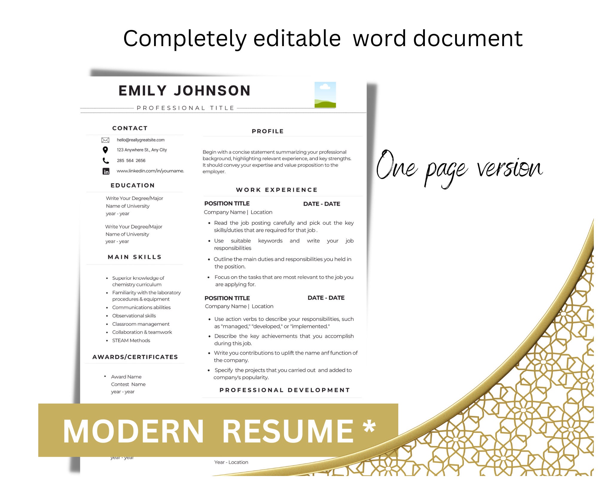 Modern Resume Template 2023 Professional Simple Modern Minimalist ...