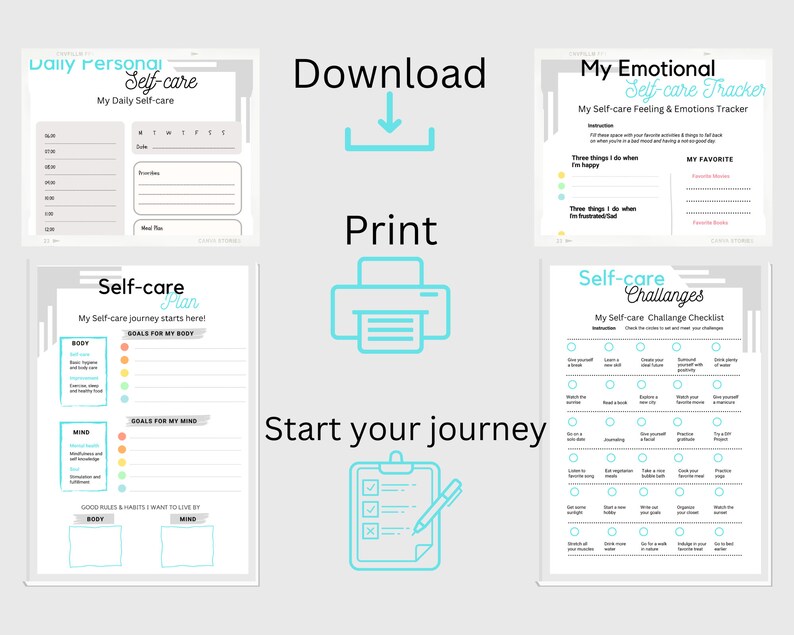 Selfcare Planner, Get Your Printable Wellness and Mindfulness Tracker ...