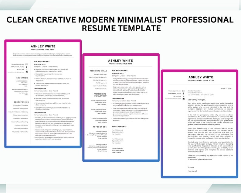 Modern Resume Microsoft Word Template, Clean Resume Template ...