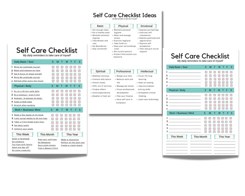 A Comprehensive Self Care Checklist and Planner, Get Your Printable ...