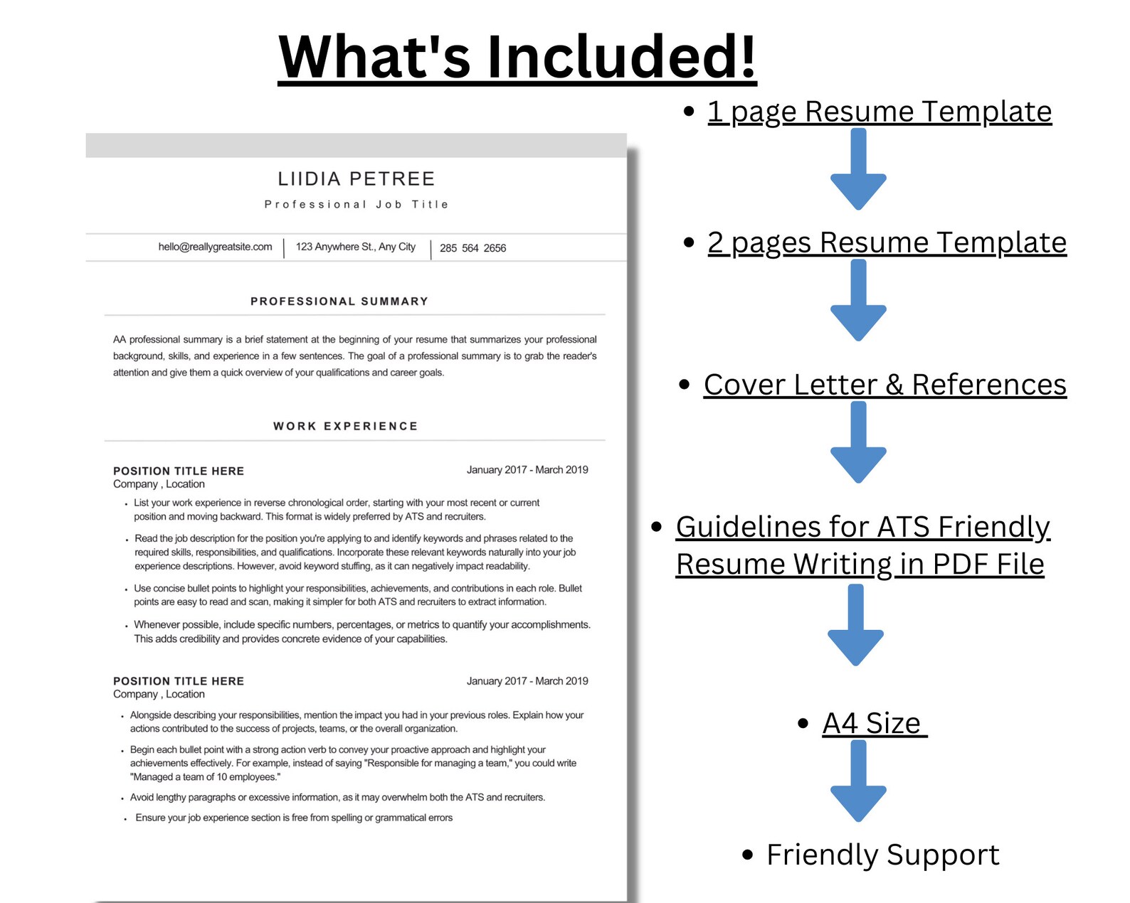 ATS Friendly Resume Microsoft Word Template, Boost Applications With ...