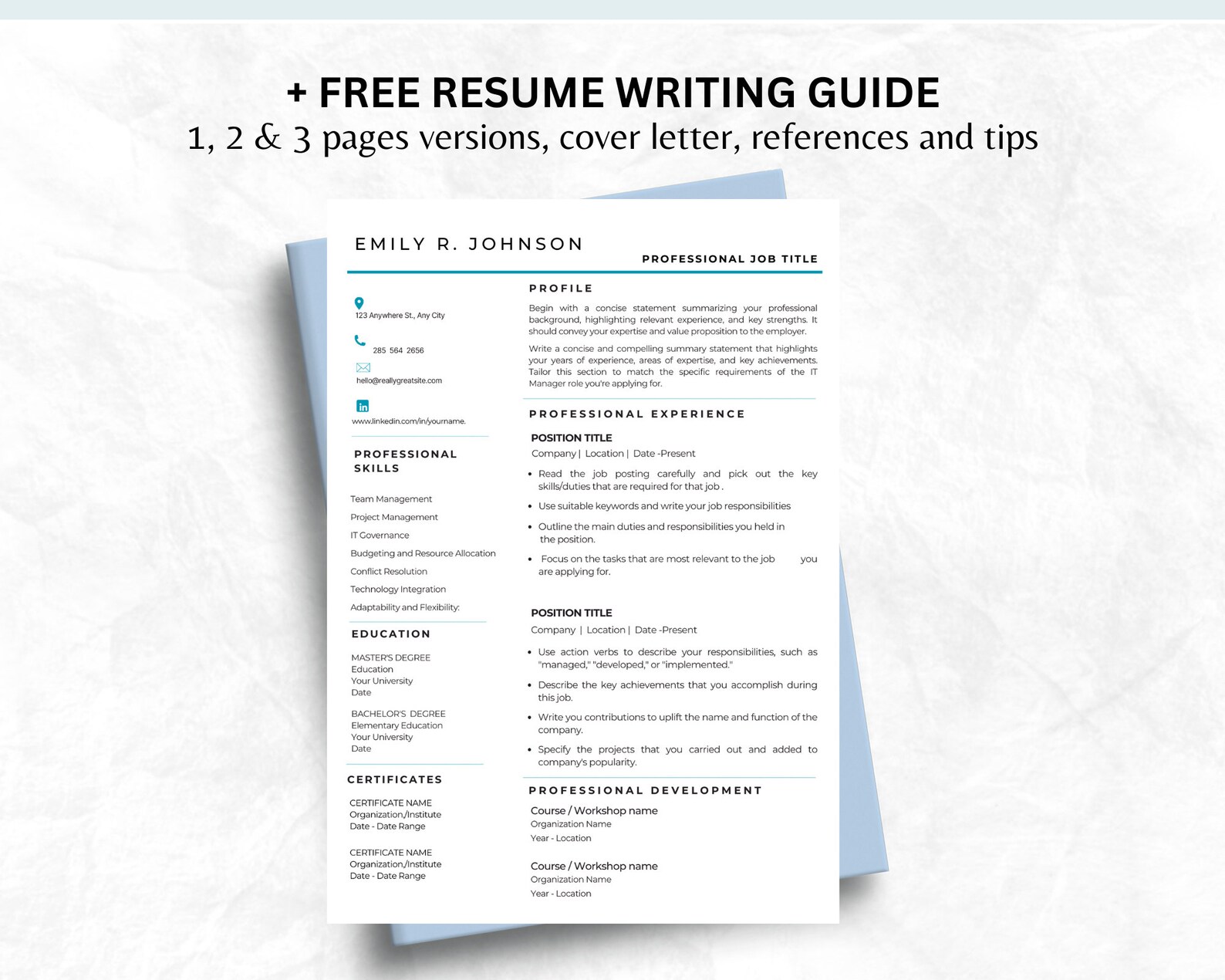 Creative Resume Template for Word | Modern CV Template | Professional ...