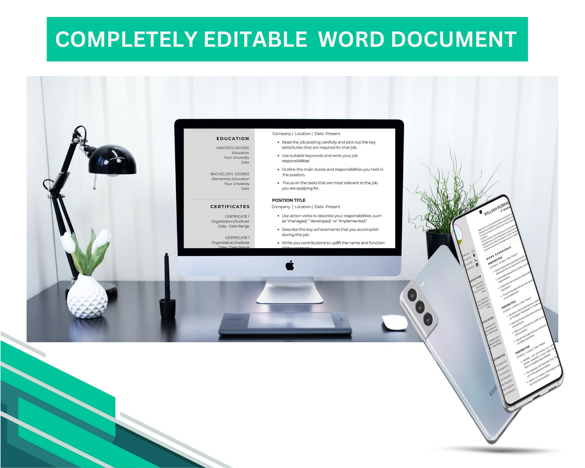 Two Page Resume Template With Photo Professional Resume - Etsy