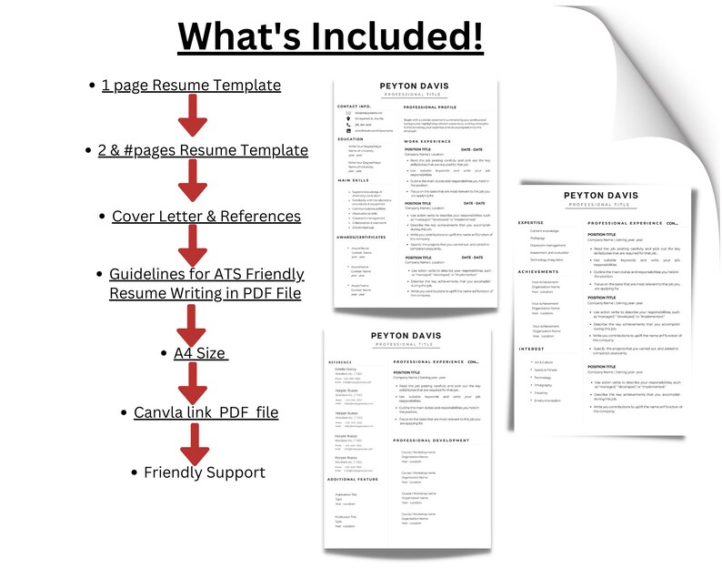ATS Friendly Resume Word Template, Boost Applications With Cover Letter ...