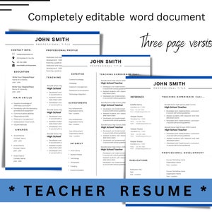 Modern Teacher Resume Template, Teacher Resume Template With Cover ...