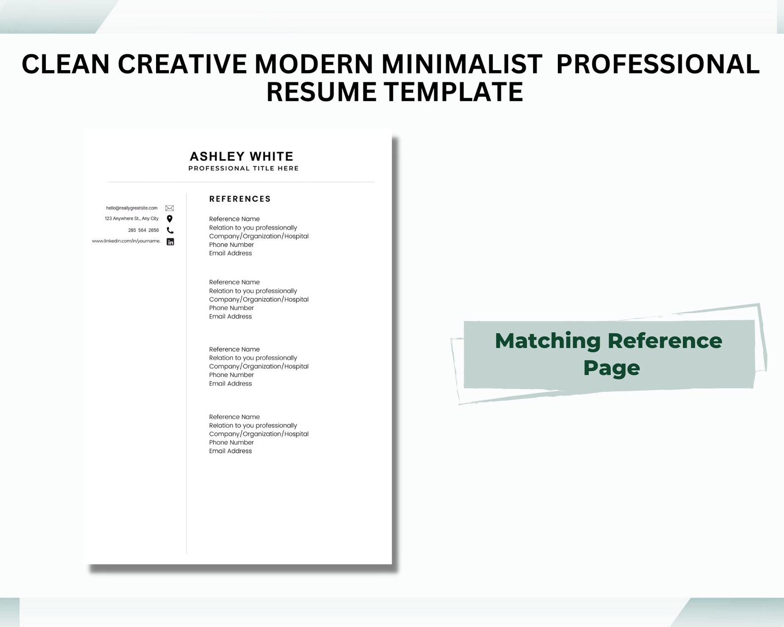 Modern Resume Microsoft Word Template, Clean Resume Template ...
