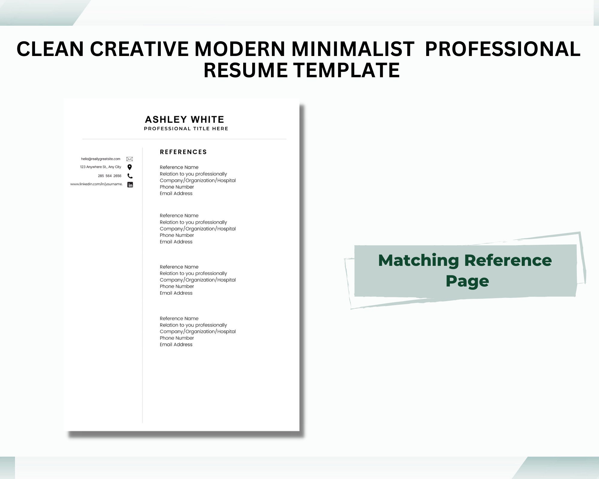 Modern Resume Microsoft Word Template, Clean Resume Template ...