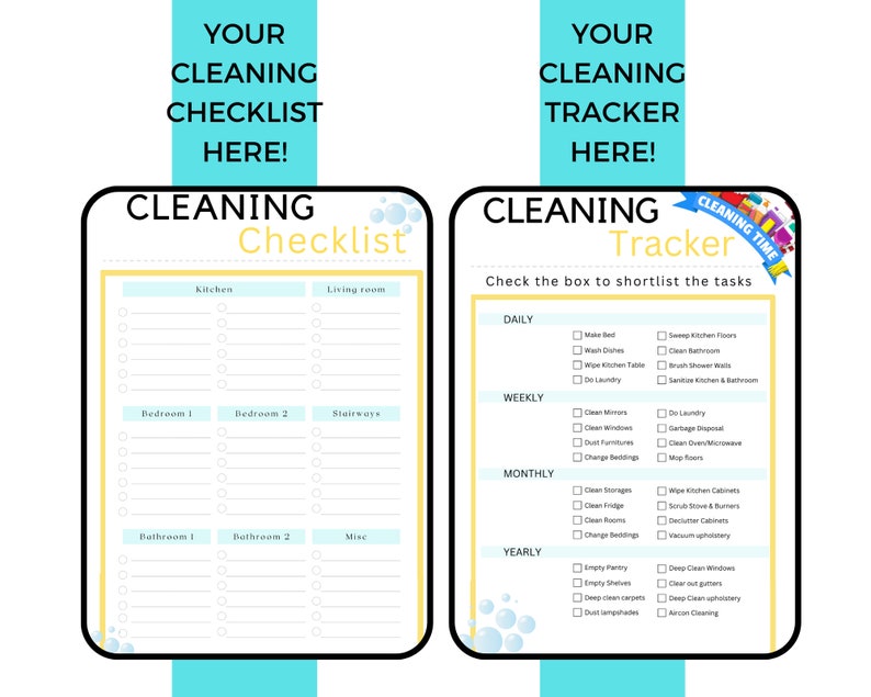 EDITABLE Cleaning Planner With Printable Cleaning Checklist and ...
