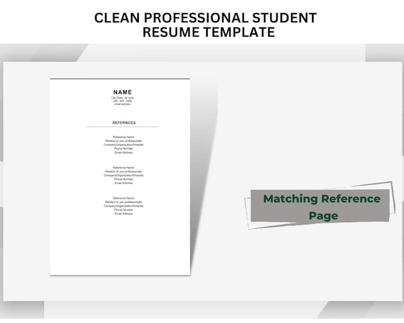 Student Resume Template, Clean & Professional Resume Template, College ...