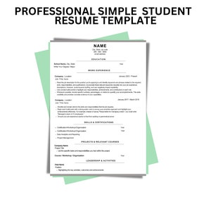Student Resume Template, Clean & Professional Resume Template, College ...