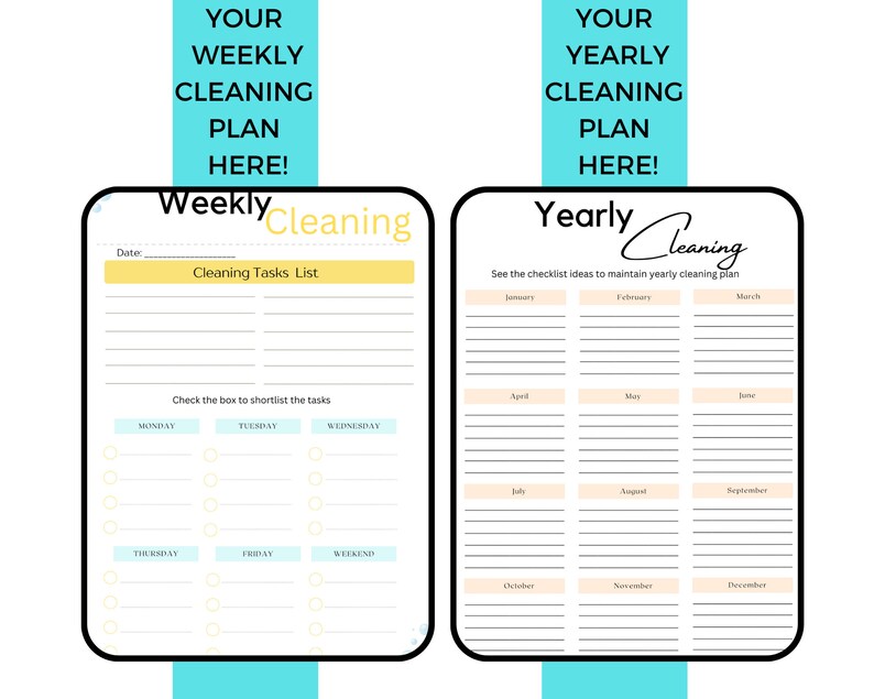 EDITABLE Cleaning Planner With Printable Cleaning Checklist and ...