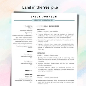 Teacher Resume Template for Word, 1,2,3 Pages Resume Template, ATS ...