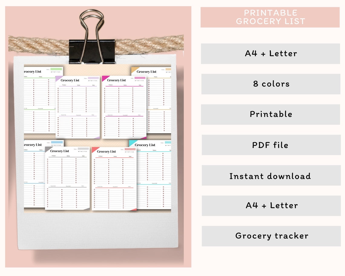 Organize Your Shopping With Printable/digital Grocery List, Simple ...