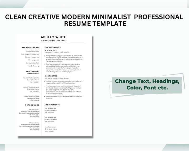 Modern Resume Microsoft Word Template, Clean Resume Template ...