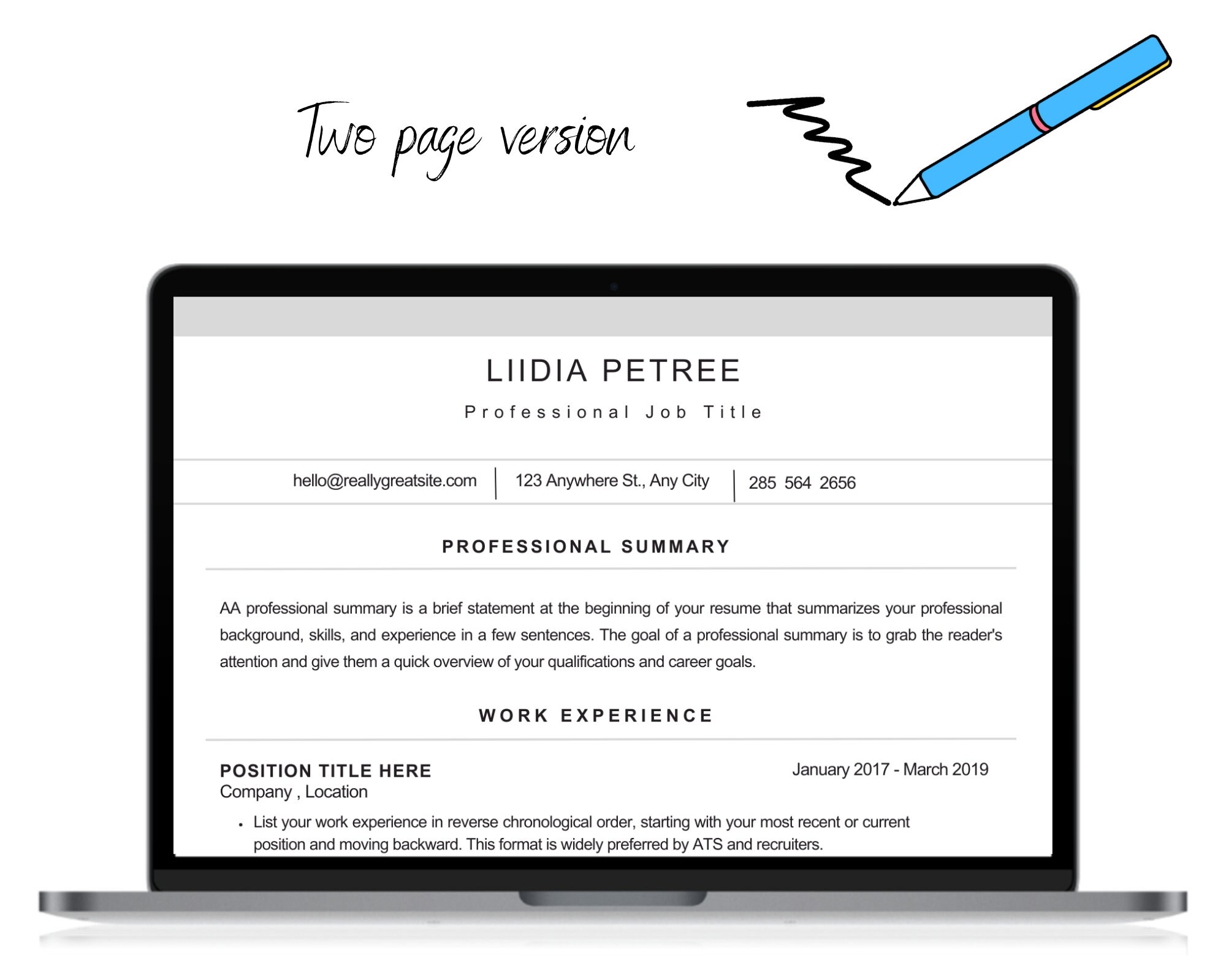 Ats Friendly Resume Microsoft Word Template Boost Applications With