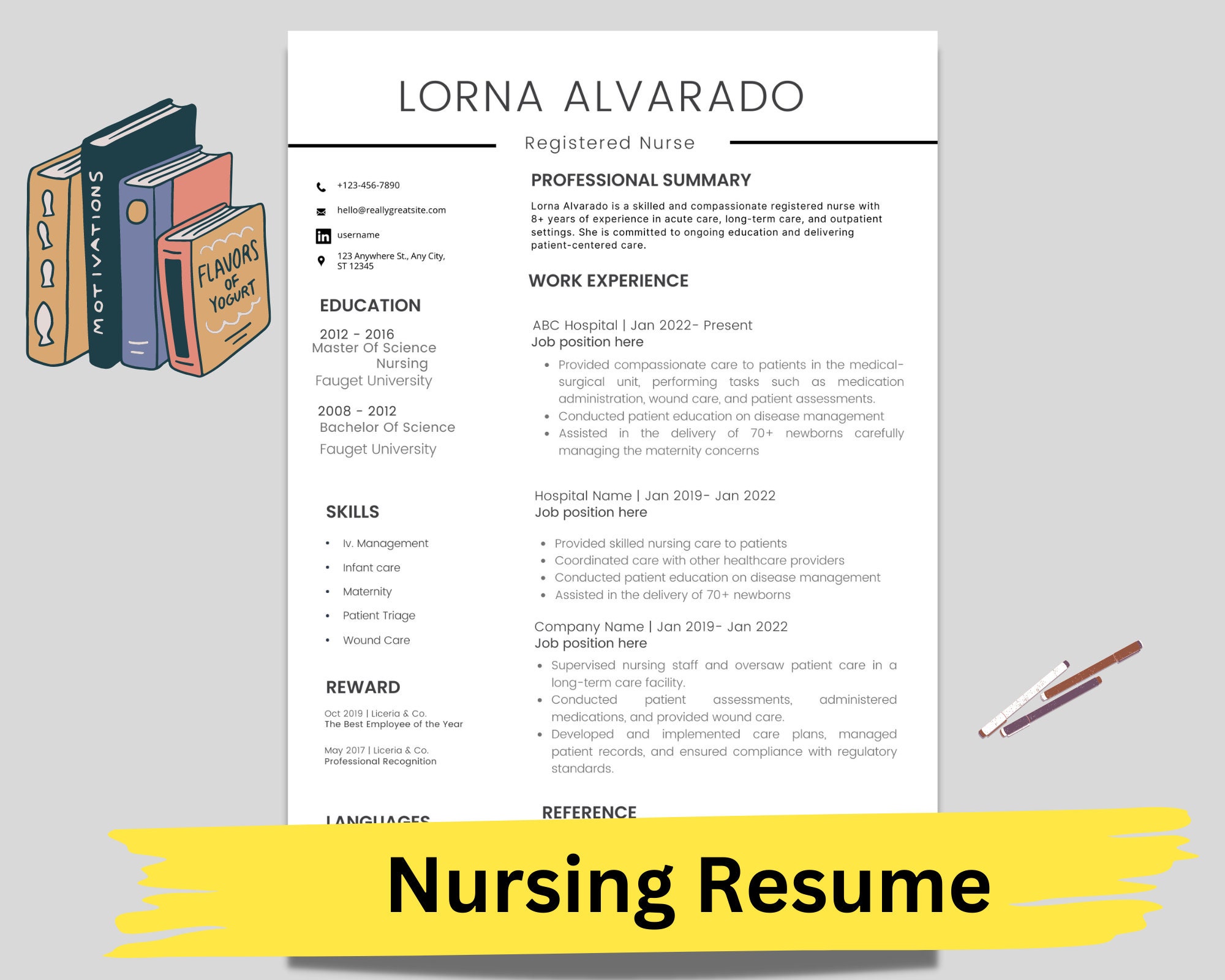 Nursing Resume Template for Google Docs, Word & Pages, Registered Nurse ...
