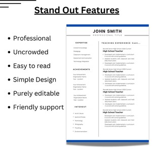 Modern Teacher Resume Template, Teacher Resume Template With Cover ...