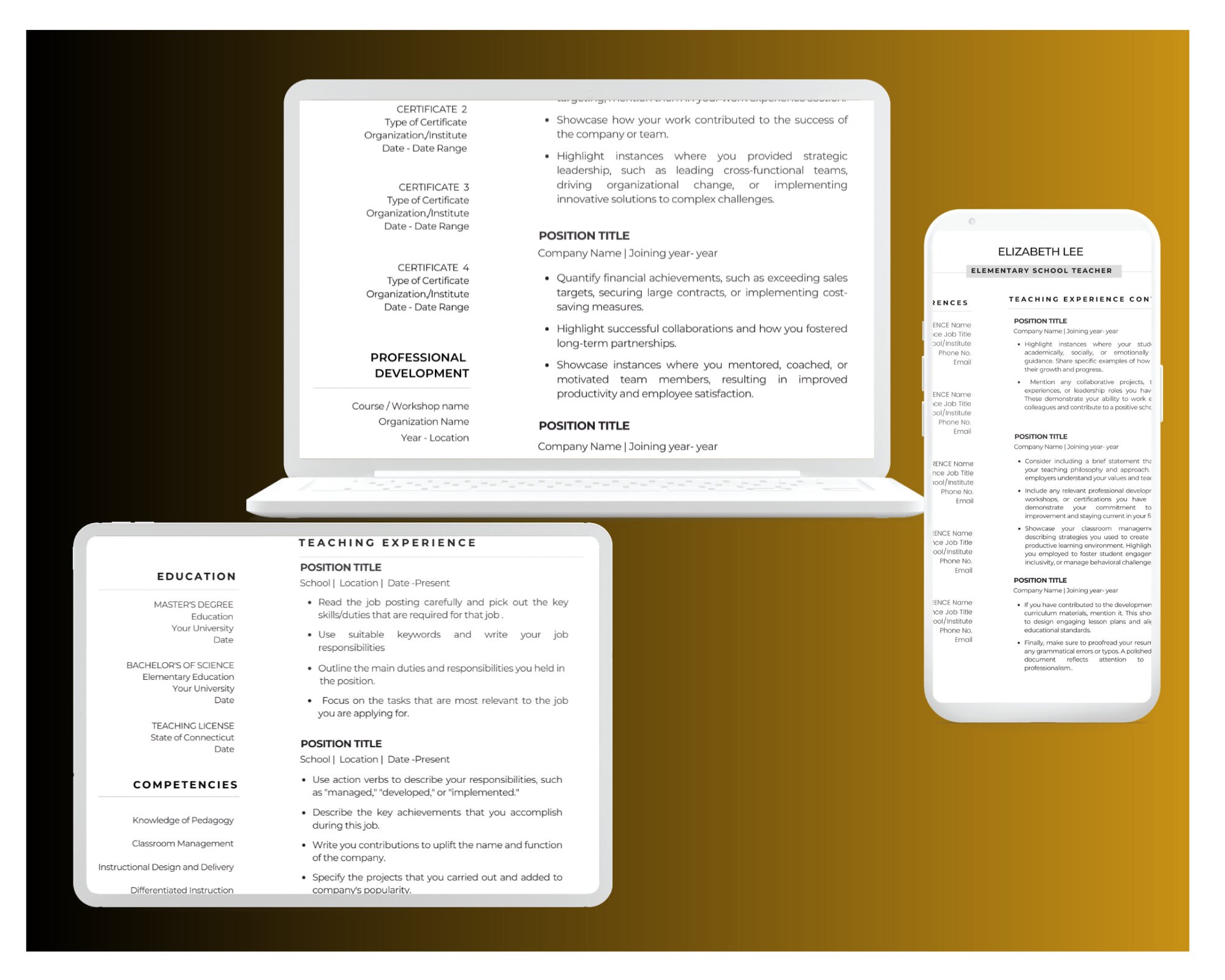 Elementary Teacher CV Template for Word, Teacher CV Template ...
