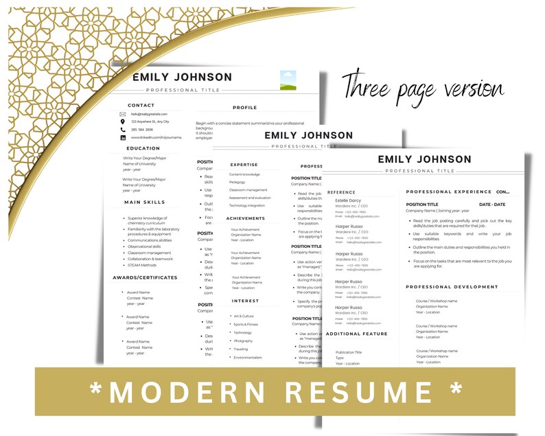 Modern Resume Template 2023 | Professional Simple Modern Minimalist ...