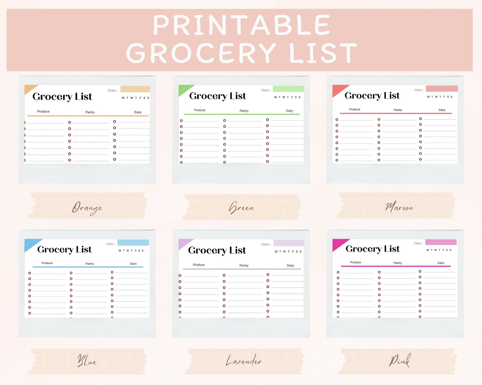 Organize Your Shopping With Printable/digital Grocery List, Simple ...