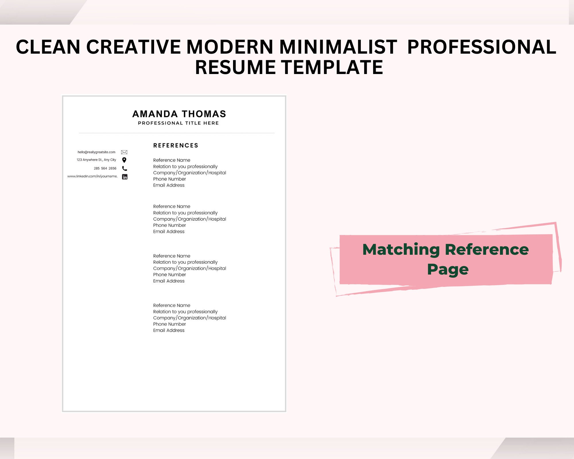 Modern Clean CV Template for Word, Minimalist Mac & PC Resume, Simple ...
