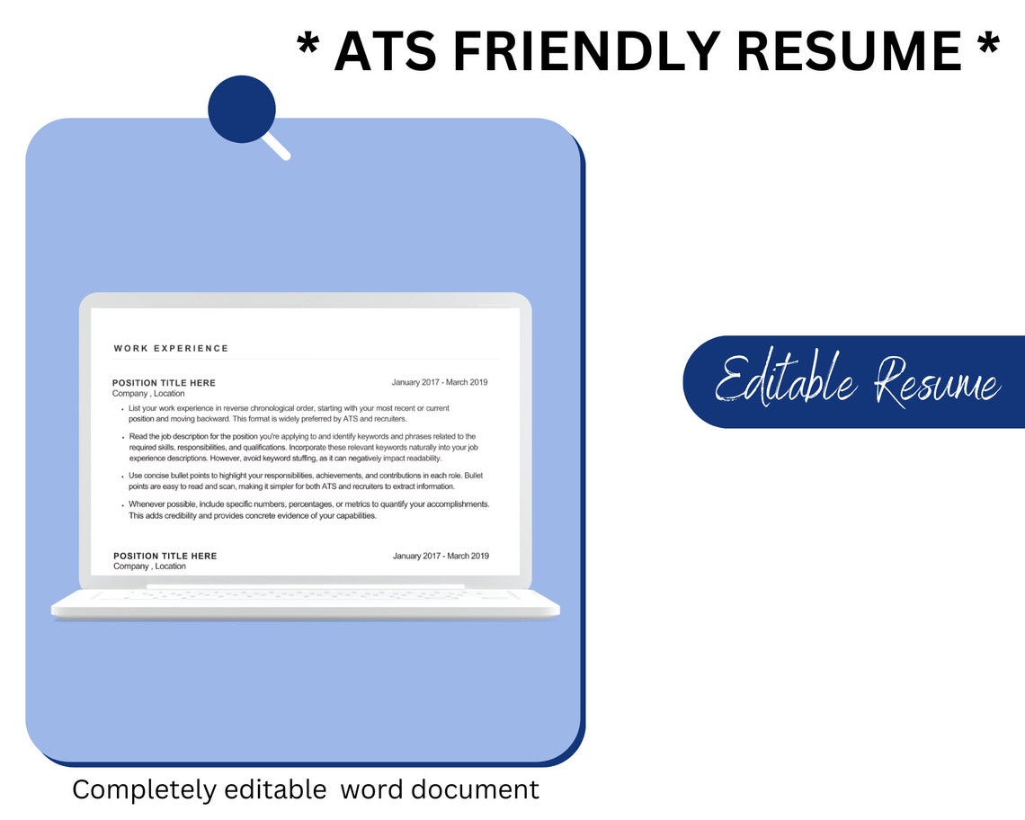 ATS Resume Template Word, Pages, Modern Executive Resume, Minimalist ...