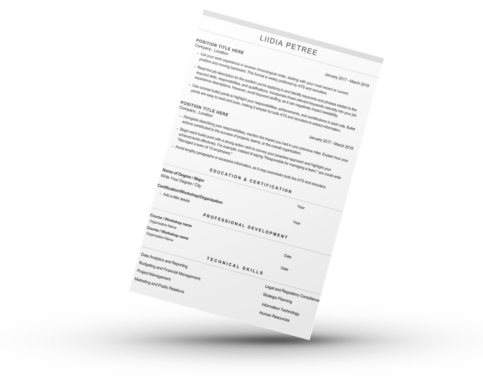 ATS Friendly Resume Microsoft Word Template, Boost Applications With ...