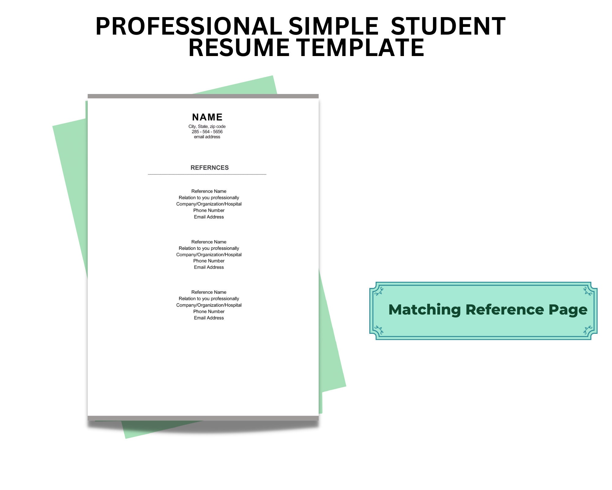 Student Resume Template, Clean & Professional Resume Template, College ...