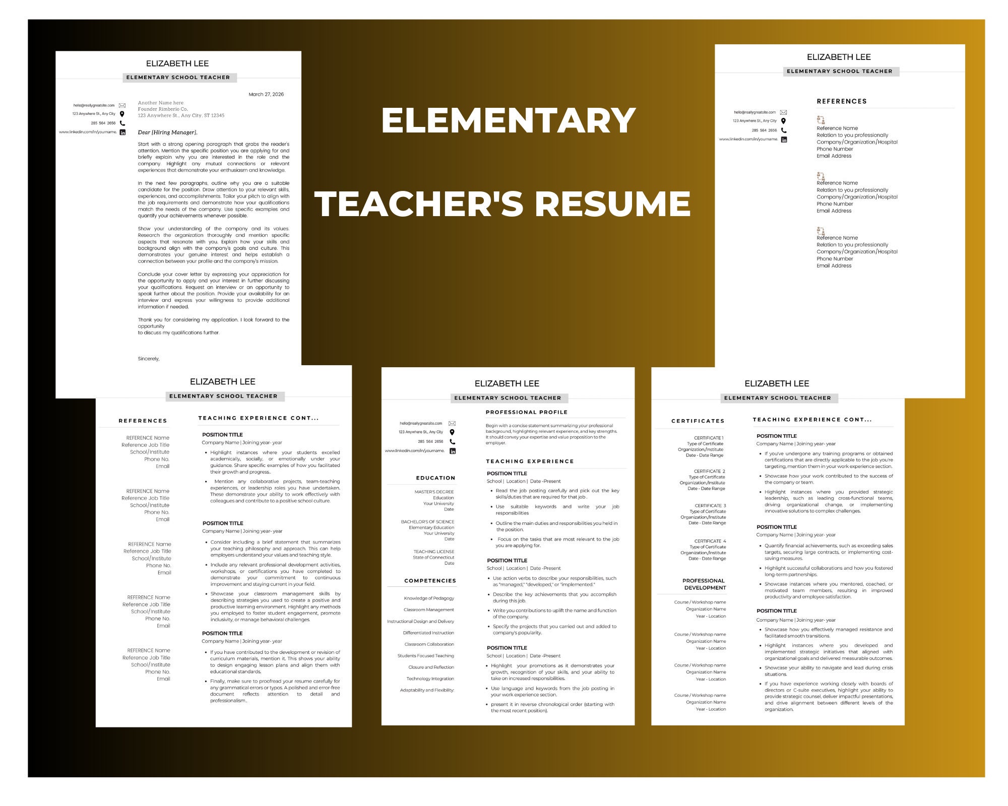 Elementary Teacher CV Template for Word, Teacher CV Template ...