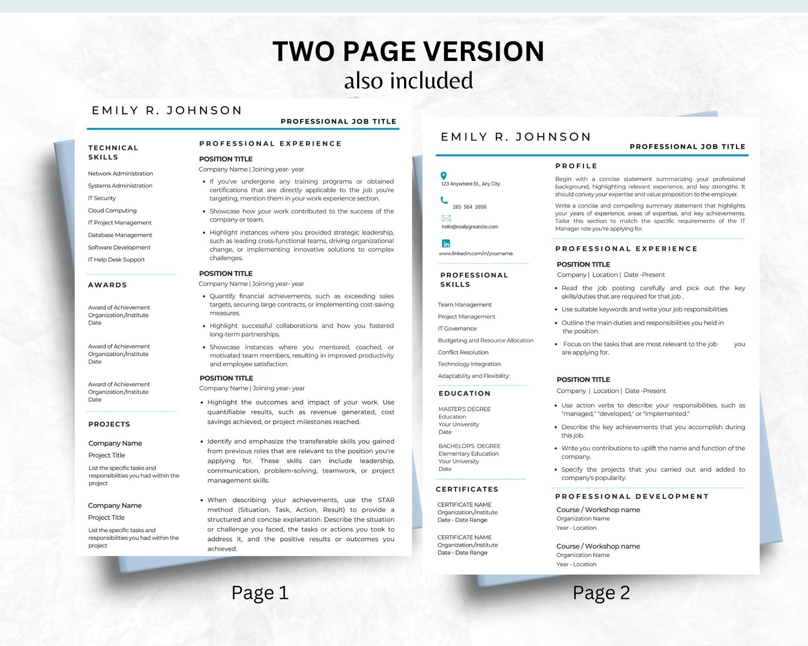 Creative Resume Template for Word | Modern CV Template | Professional ...