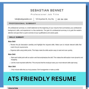 Find the Perfect Ats-friendly Resume Template: One-column, Traditional ...