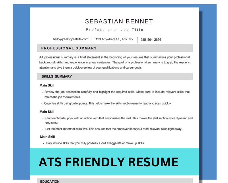 Find the Perfect Ats-friendly Resume Template: One-column, Traditional ...
