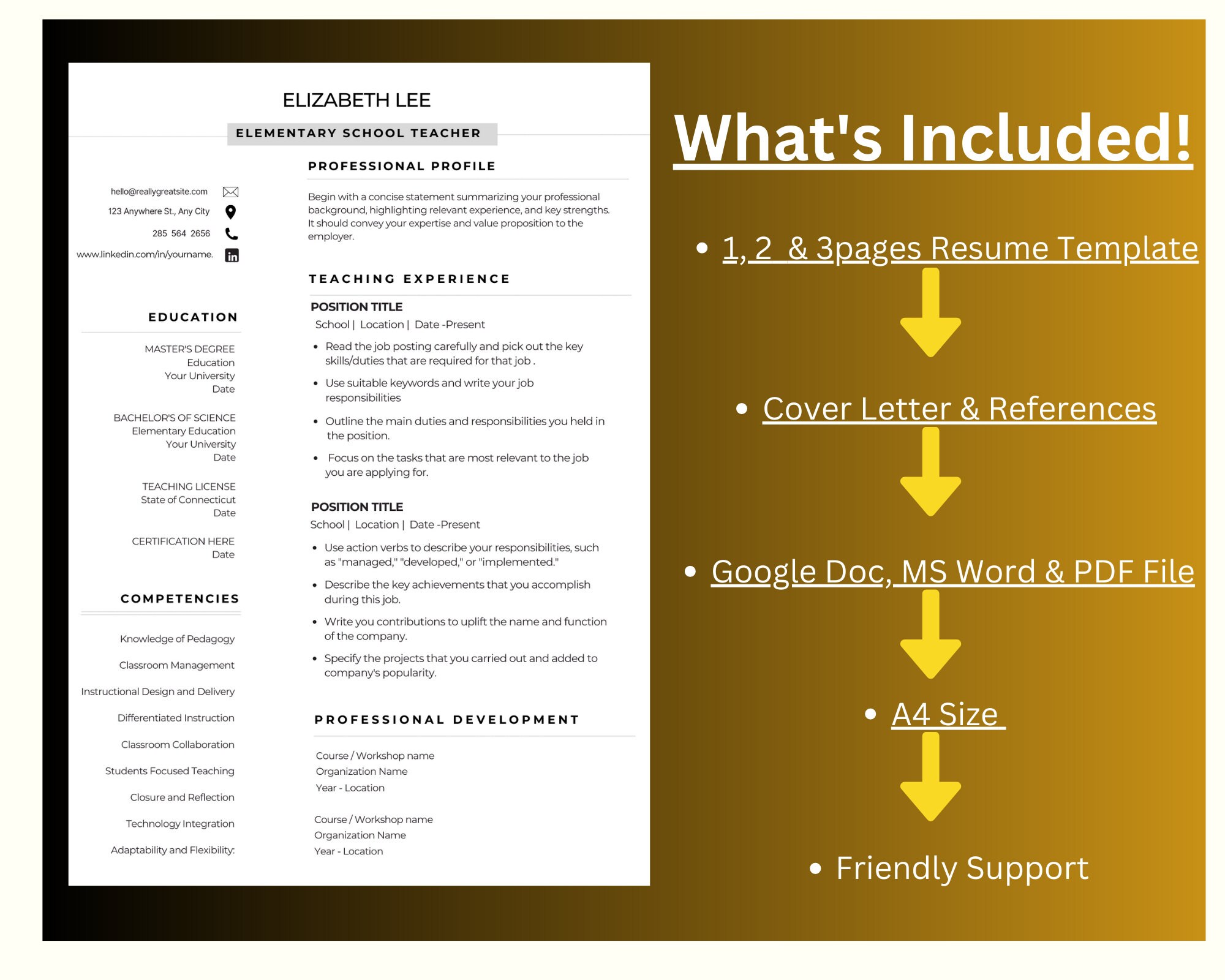 Elementary Teacher CV Template for Word, Teacher CV Template ...