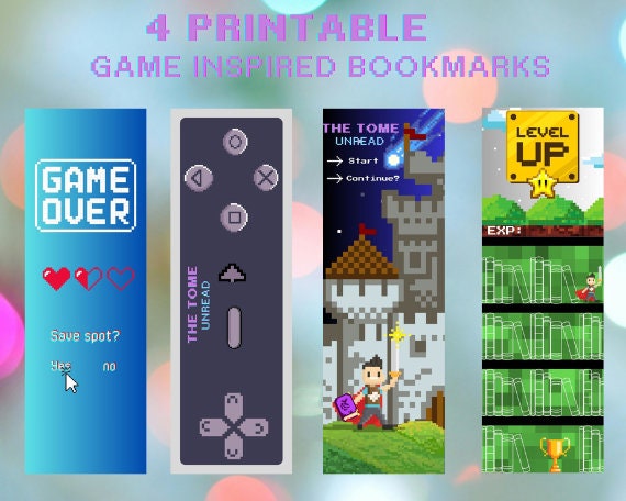 4 Printable Bookmarks Inspired by Games for Booklovers and Gamers ...