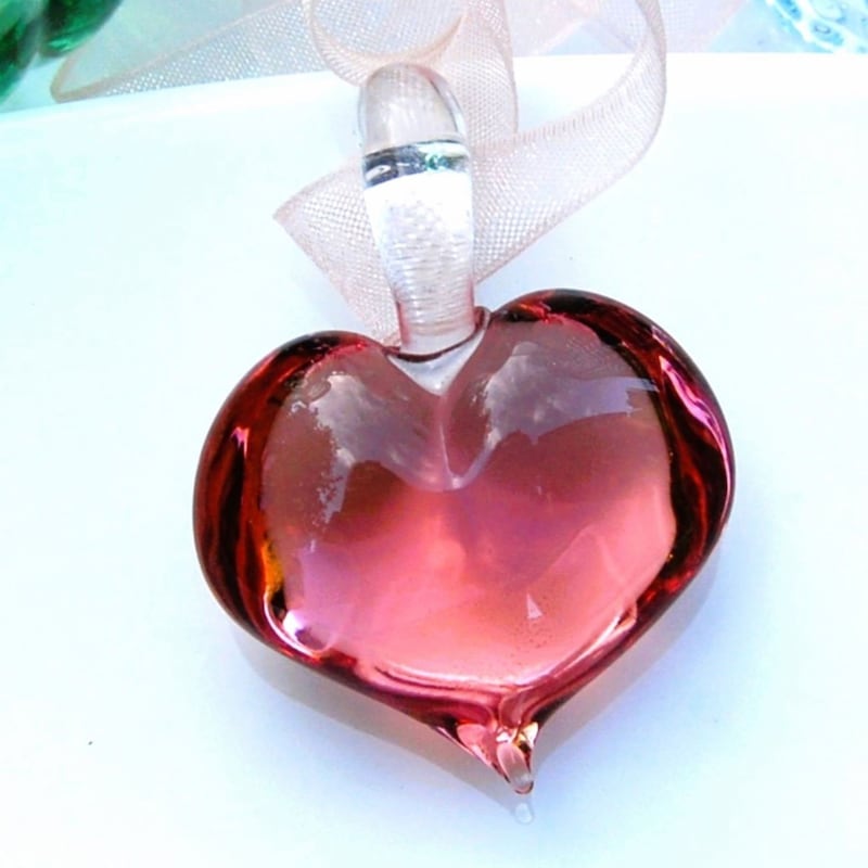 Glass Heart Pendant - Etsy