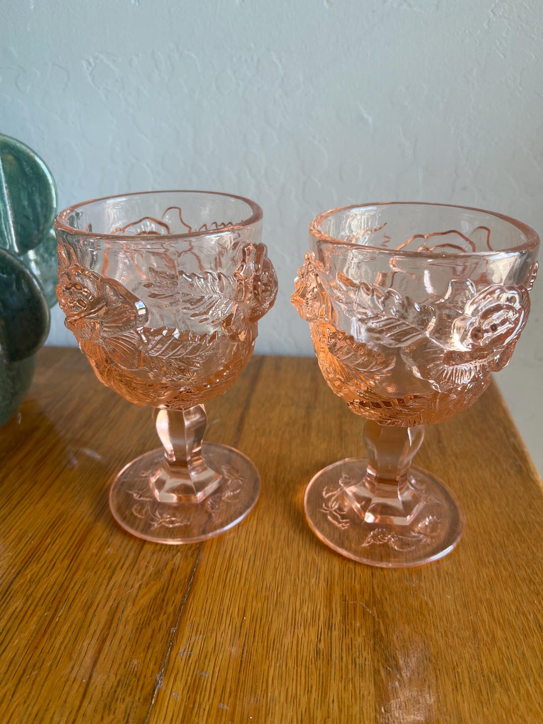 Madonna Inn Peach Goblets, Vintage Wild Rose Goblets - Etsy